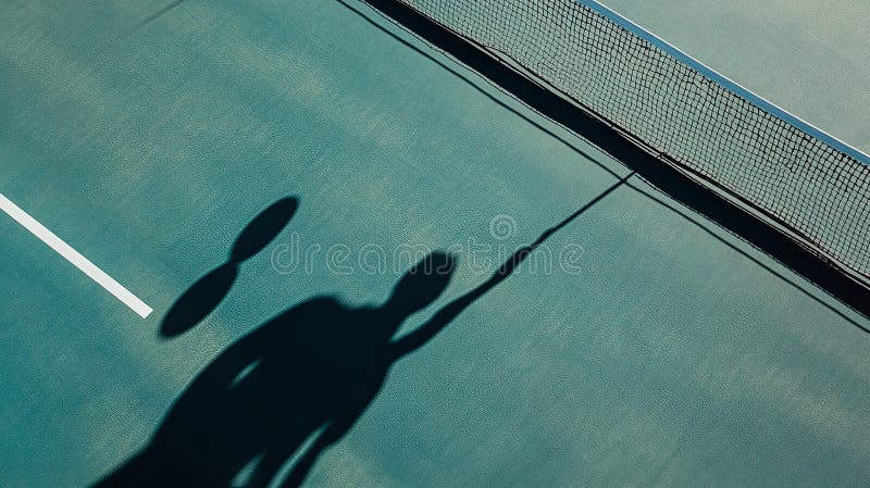 Pickleball Player Shadow on Textured Court . Stock Photo - Image of ...