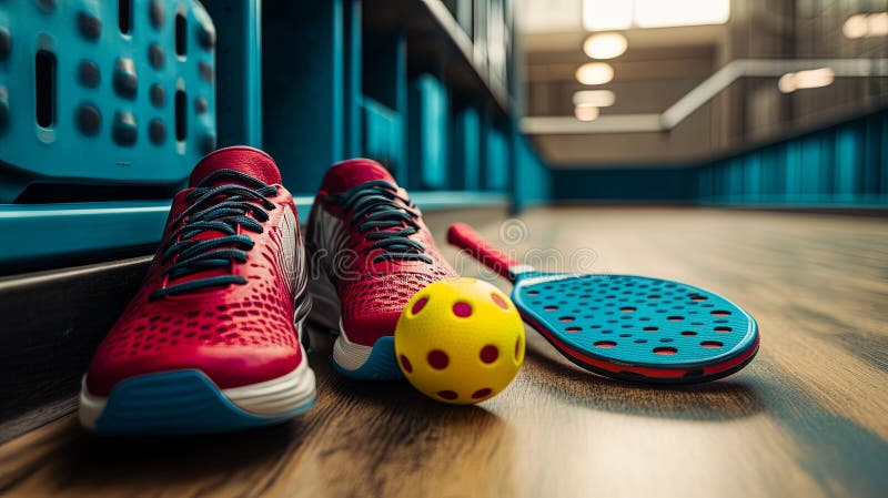 Pickleball Player Shoes Paddle Locker Room Stock Photos - Free ...