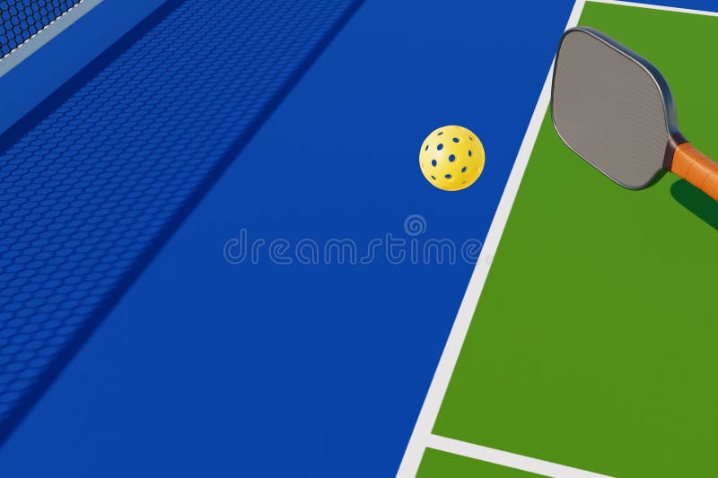 A Pickleball Racket Hits the Ball on the Court. Stock Illustration ...