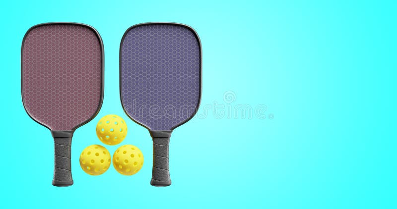 Pickleball Racket and Ball Lie on the Sports Court. Banner Copy Space ...