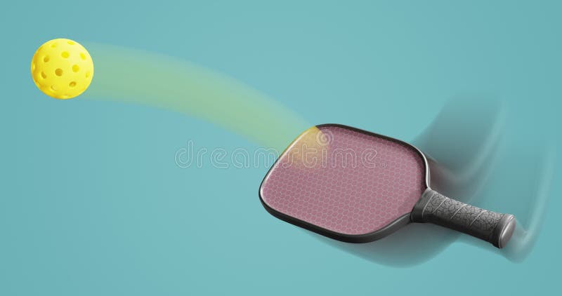 Pickleball Racket and Ball Lie on the Sports Court. Banner Copy Space ...