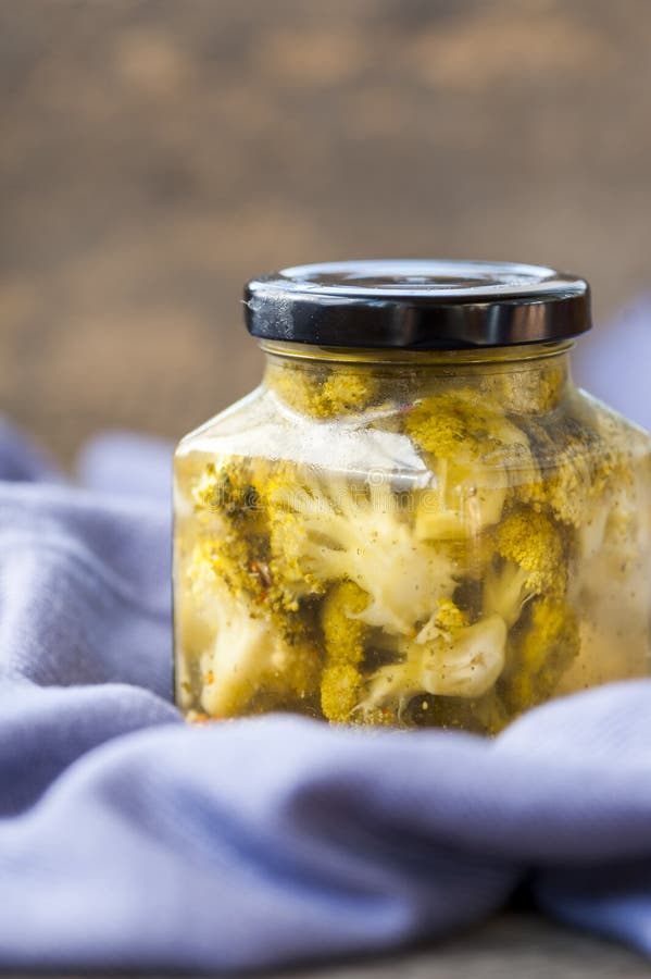 Pickled broccoli stock image. Image of container, mason - 78144369