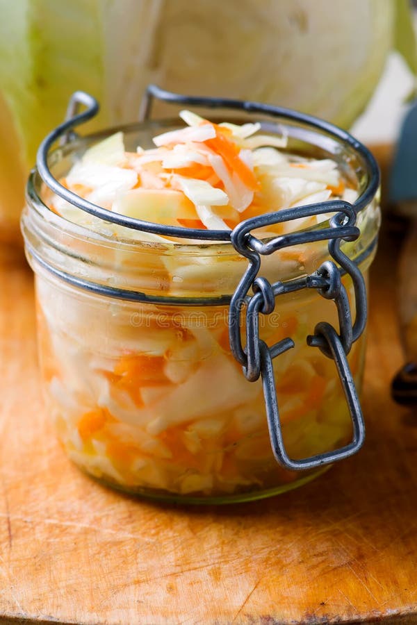Pickled Cabbage in the Glass Jar. Stock Photo - Image of marinated ...
