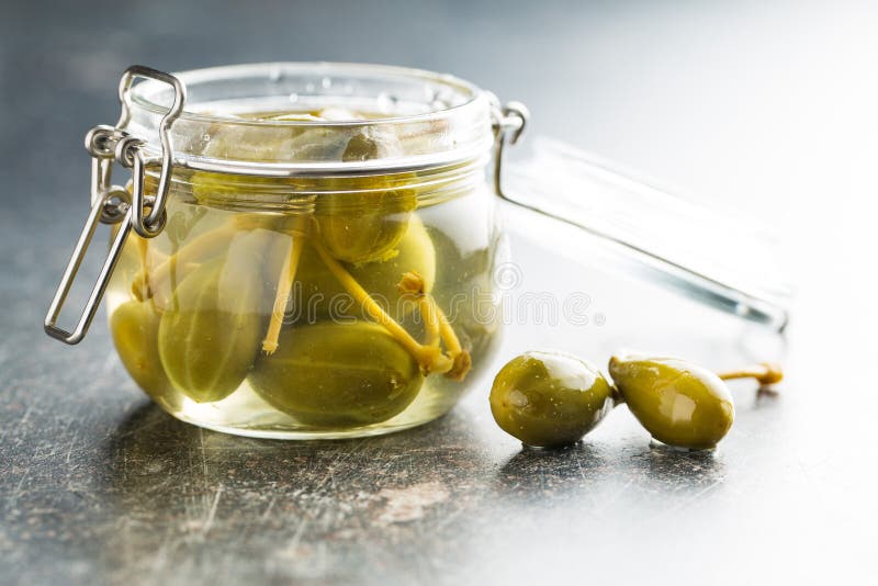 Pickled caper berries. stock image. Image of glass, canned - 99907859