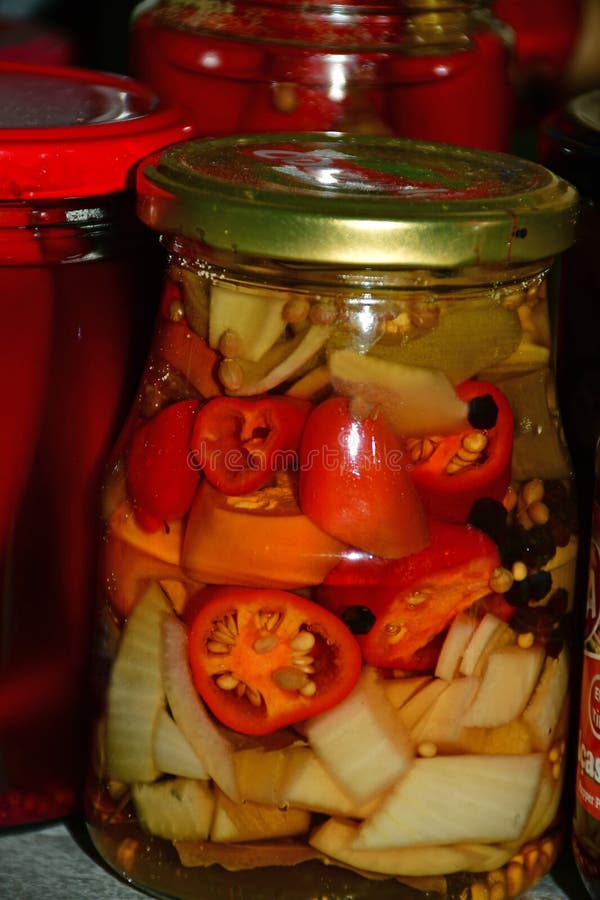 Pickled Chilis in a German Cellar Stock Photo - Image of food, chilis ...
