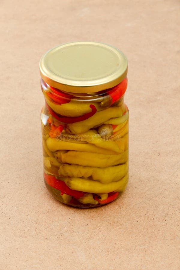 Pickled Chilli Paprika in Jar Ready for Winter Stock Image - Image of ...