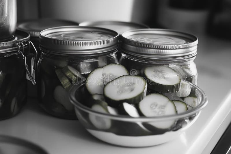 Pickled Cucumbers on Counter Stock Image - Image of rustic, snack ...