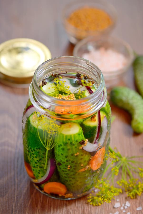 Pickled Cucumbers, Homemade Preserved Stock Image - Image of glass ...