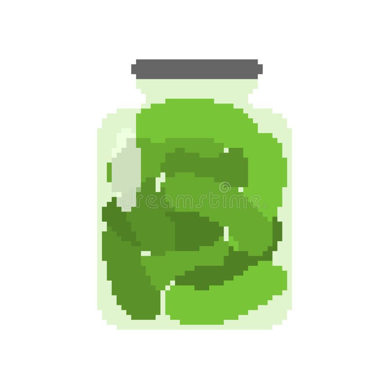 Pickled Cucumbers in Jar Pixel Art. 8 Bit Illustration Stock Vector ...