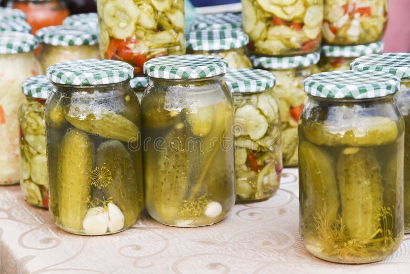 Pickled Cucumbers, Polish Preserves in a Jar at the Bazaar Stock Photo ...