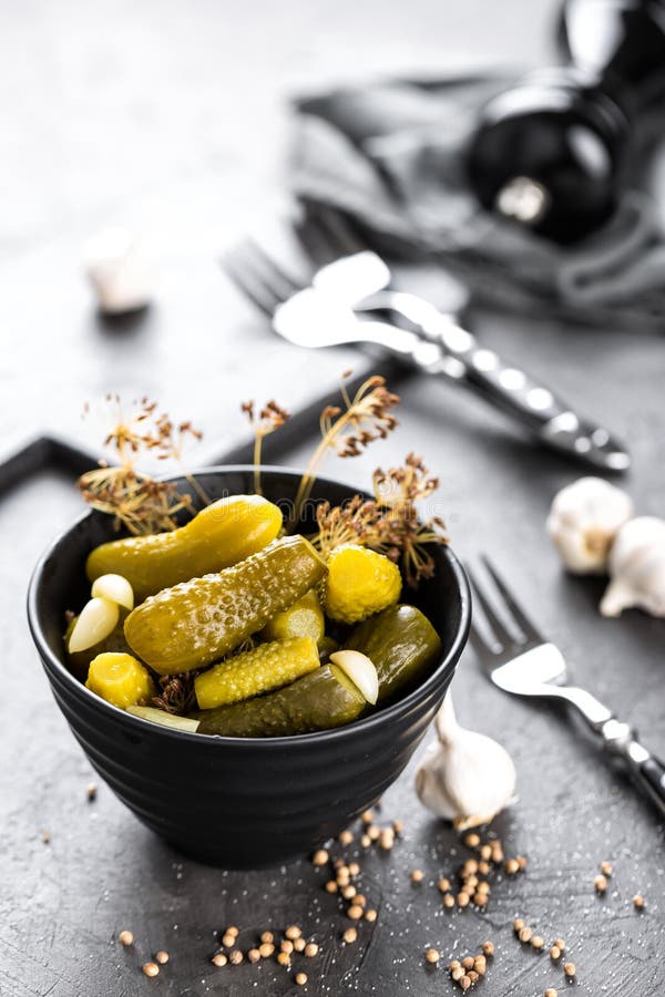 Pickled Cucumbers, Small Marinated Pickles Stock Photo - Image of dill ...