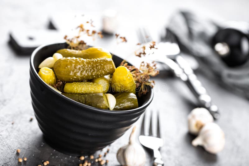 Pickled Cucumbers, Small Marinated Pickles Stock Photo - Image of ...