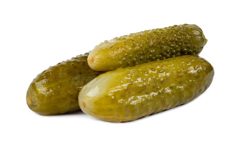 Pickled Cucumbers on a White Background. Stock Photo - Image of ...