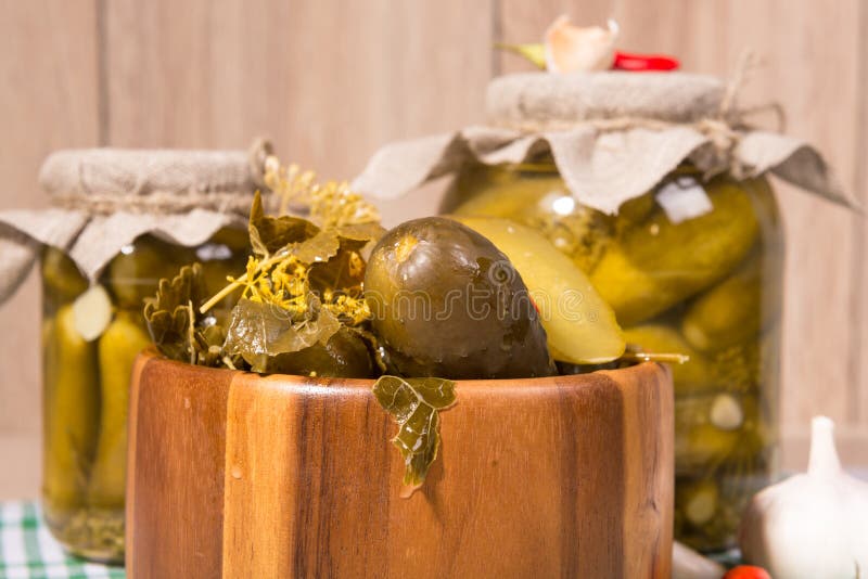 Pickled Gherkins in Glass Jars Stock Image - Image of house, kitchen ...