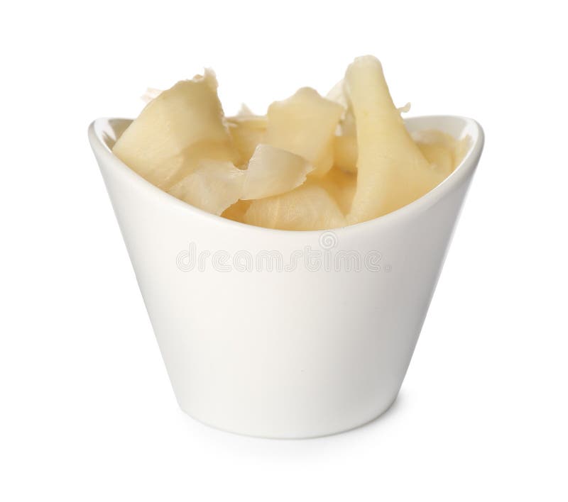 Pickled Ginger in Bowl Isolated on White Stock Image - Image of cook ...