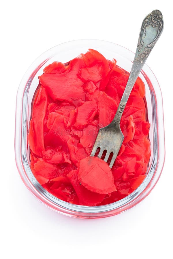 Pickled Ginger in Glass Bowl Isolated on White Stock Image - Image of ...