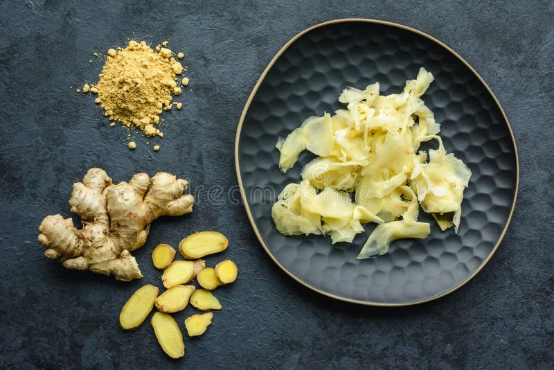 Pickled Ginger, Root, Ginger Powder Stock Image - Image of plate, herb ...