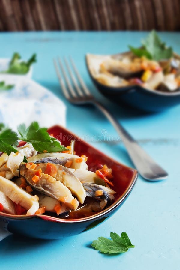 Pickled herring stock photo. Image of dinner, fork, delicious - 56908154