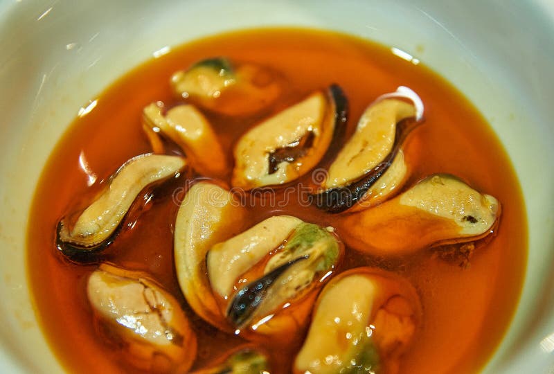 Pickled Mussels in the Foreground Stock Photo - Image of mediterranean ...