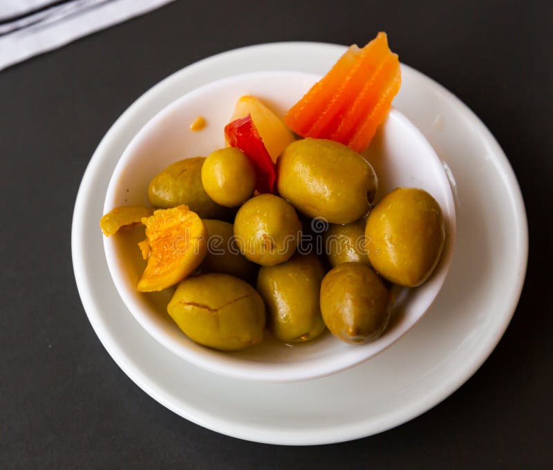 Pickled Olives with a Stone - a Typical Spanish Tapas. Stock Photo - Image of dinner, delicious ...