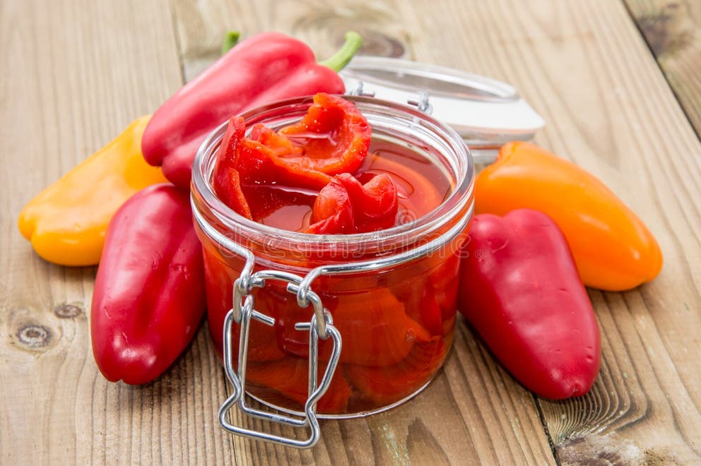 Pickled Paprikas in a Glass Stock Image - Image of nutritious, pepper ...