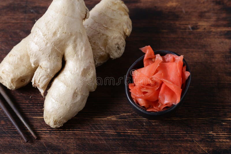 Pickled pink ginger stock photo. Image of spicy, oriental - 156810794