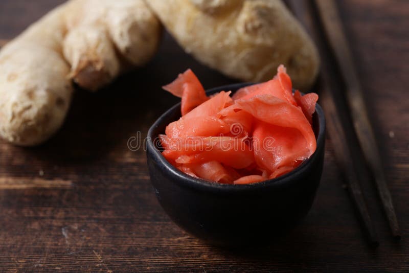 Pickled pink ginger stock image. Image of meal, spicy - 155882255