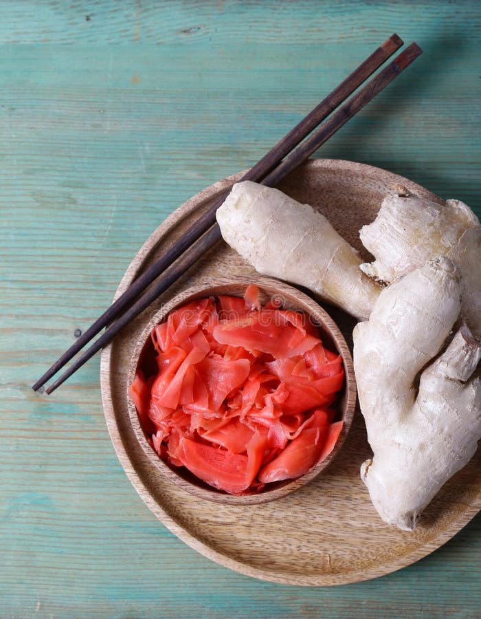 Pickled pink ginger stock image. Image of meal, spicy - 155882255