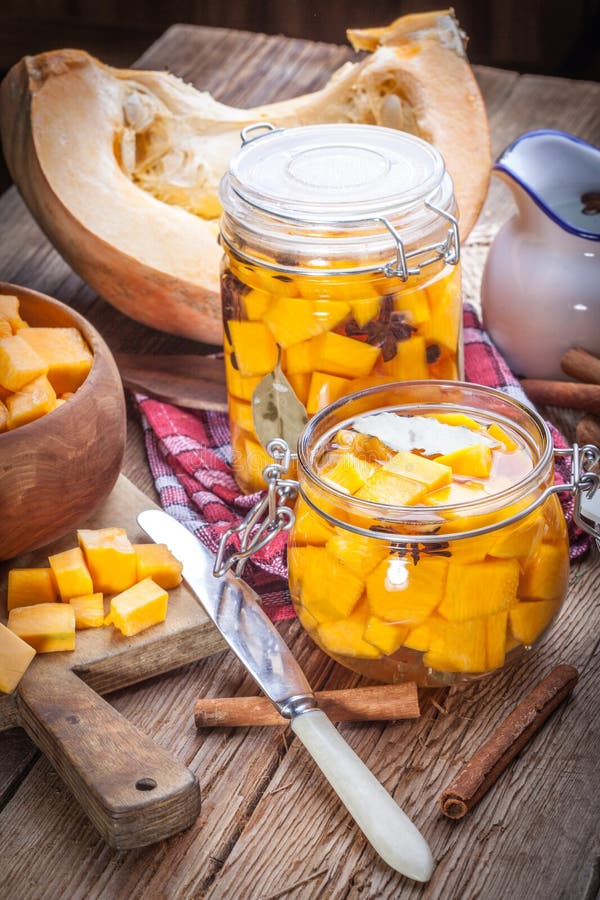 Pickled pumpkin. stock photo. Image of glass, cube, cucurbita - 58806258