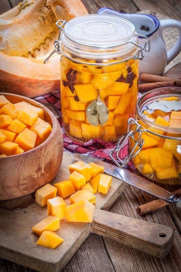 Pickled pumpkin. stock photo. Image of diced, laurel - 58806630