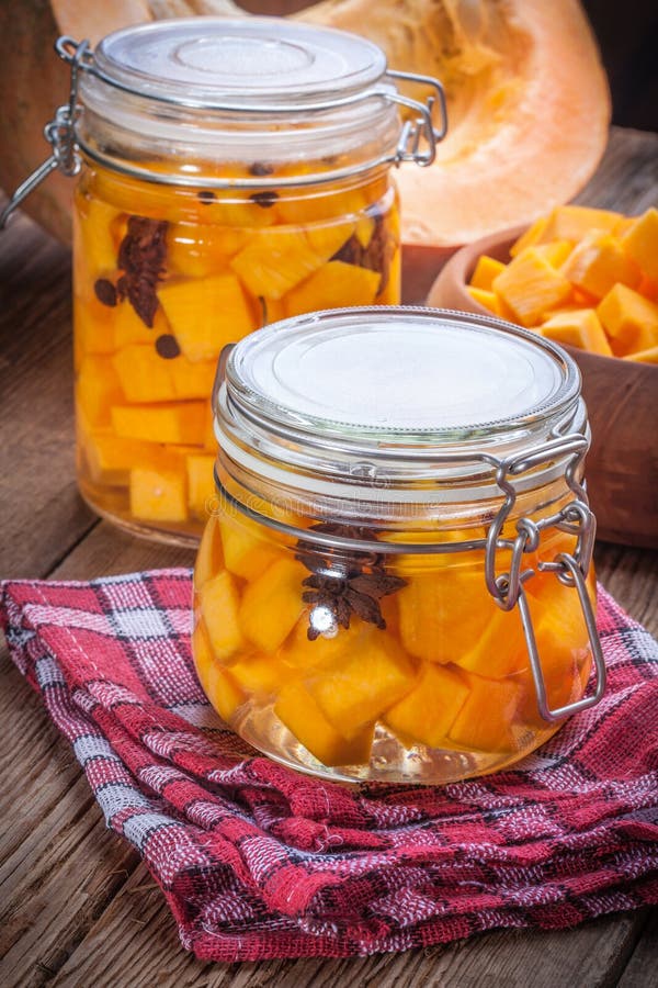 Pickled pumpkin. stock photo. Image of colander, bottled - 58807812