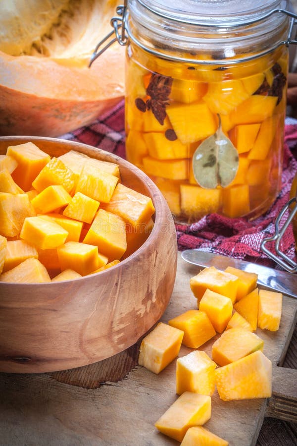 Pickled pumpkin. stock image. Image of cube, culinary - 59526567
