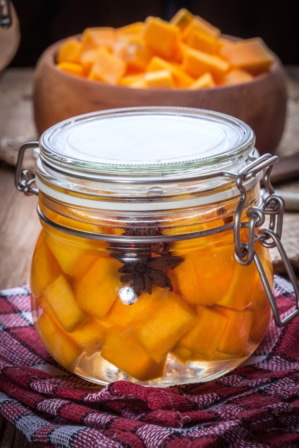 Pickled pumpkin. stock photo. Image of glass, cube, cucurbita - 58806258