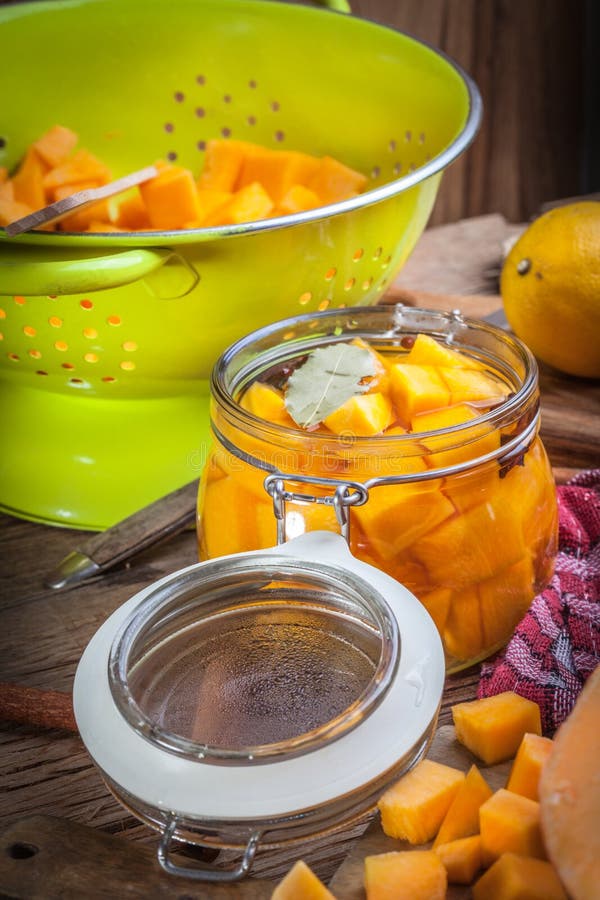 Pickled pumpkin. stock image. Image of colander, herb - 60159541