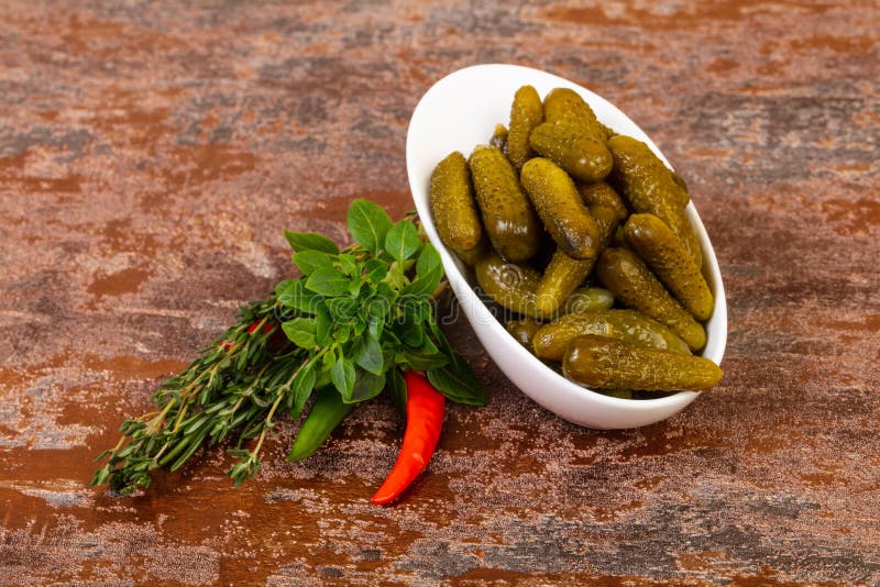 Pickled small cucumbers stock image. Image of salt, marinate - 157133941