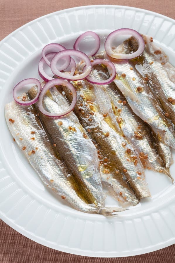 Pickled or Spicy Marinated Smelt Fish with Fresh Onion Stock Photo ...