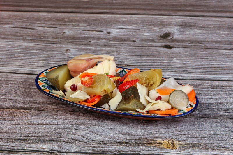 Pickled Vegetables Mix in the Plate Stock Image - Image of pickled ...