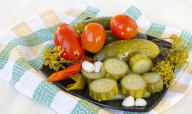 Pickled Vegetables on the Plate Stock Photo - Image of tasty ...