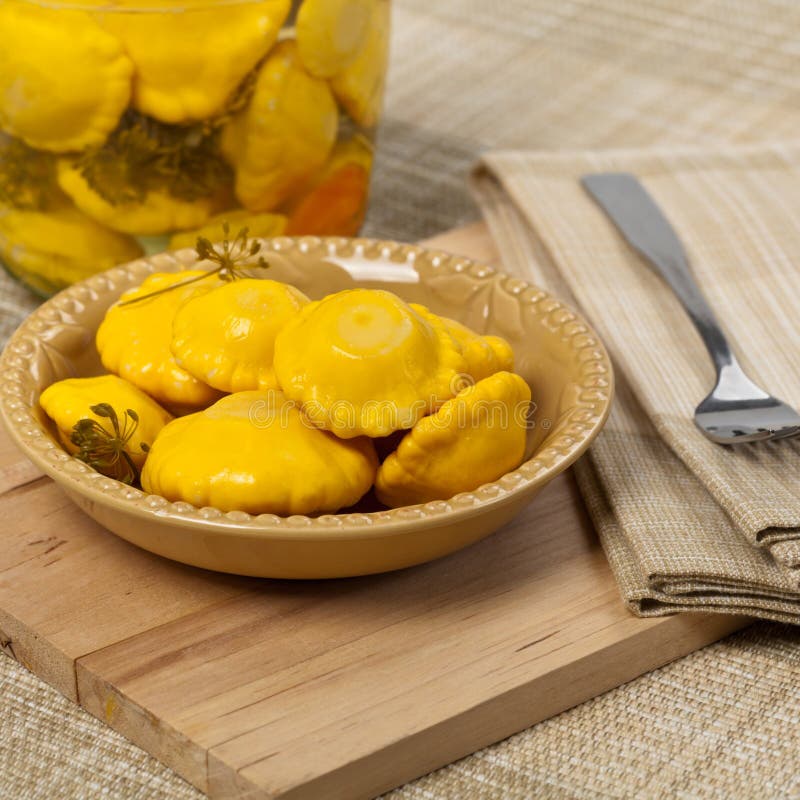 Pickled Yellow Pattypan Squash Stock Image - Image of vegetable ...