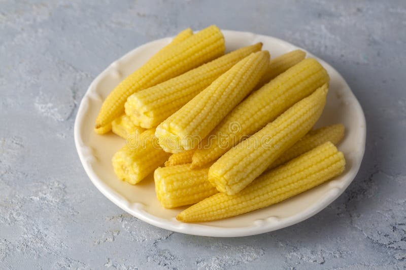 Pickled Young Baby Corn Cobs in Jar Stock Image - Image of conserve ...
