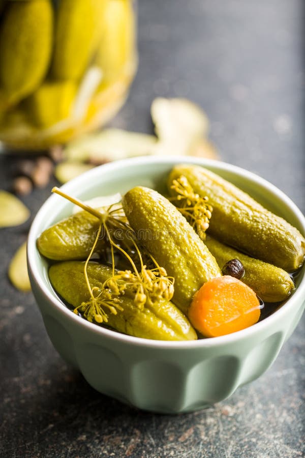 Pickles in Bowl. Tasty Preserved Cucumbers. Stock Image - Image of ...