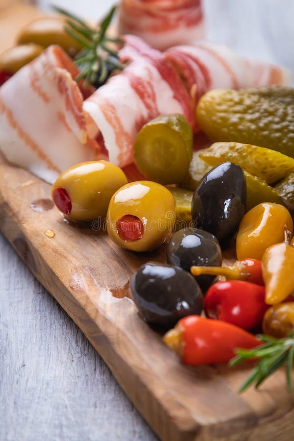 Pickles and cured meats stock photo. Image of vegetable - 206345484