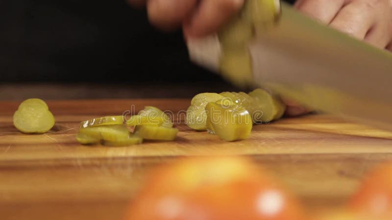 Pickles - Cutting Pickles on Wood - Complete Process - Front Angle ...