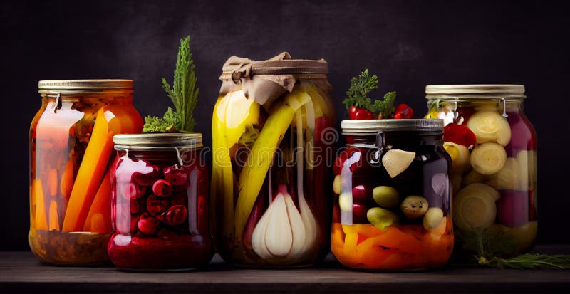 Pickles in Different Jars of Various Vegetables - AI Generated Image ...