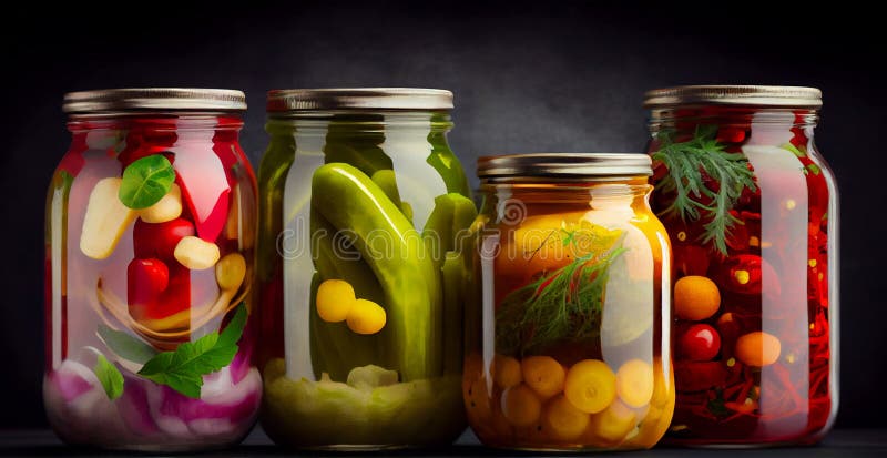 Pickles in Different Jars of Various Vegetables - AI Generated Image ...