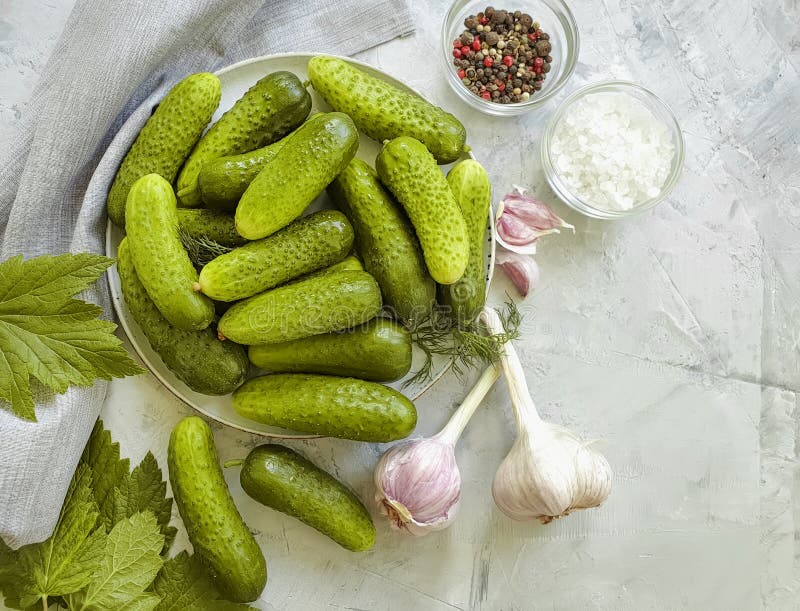 Pickles, Garlic Kitchen a Concrete Background Rustic Stock Photo ...