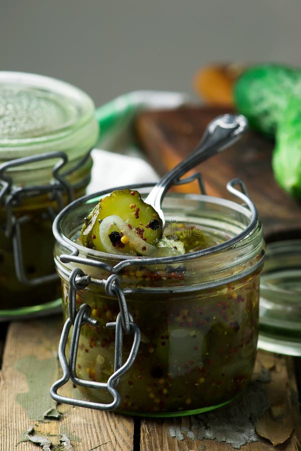 Pickles in Glass Jar. Style Rustic Stock Photo - Image of dill, healthy ...