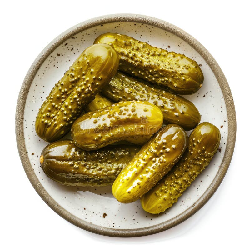 Pickles on a Plate. Top View Stock Illustration - Illustration of ...