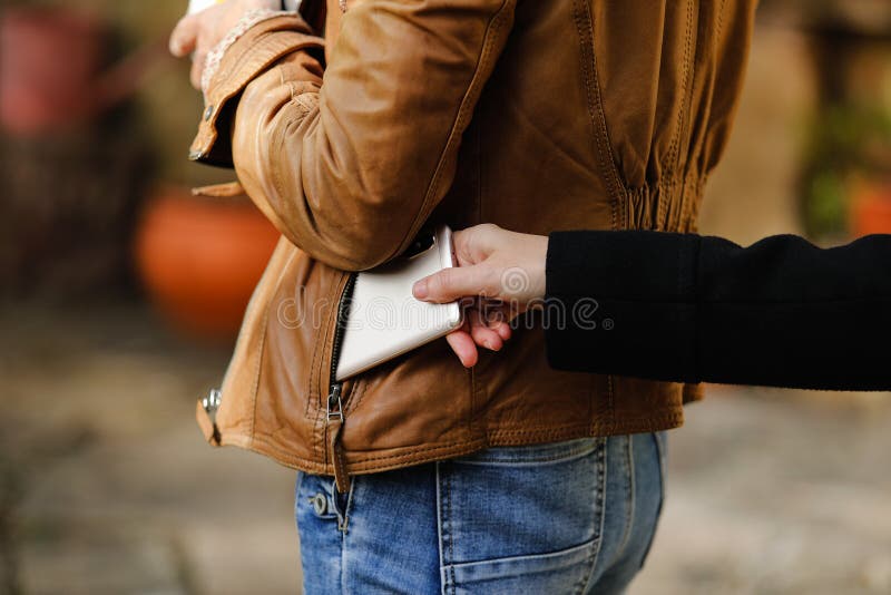 Pickpocket Thief is Stealing Smartphone Stock Photo - Image of female ...