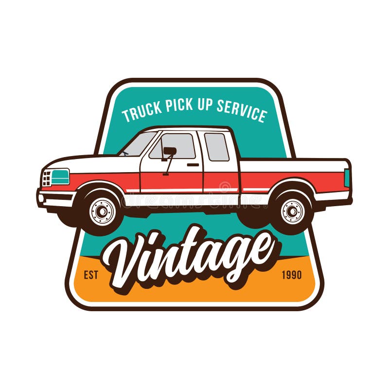 Vintage Pickup Truck Vector Illustration Logo Design Stock Vector ...